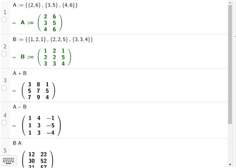 Operaciones Con Matrices Geogebra