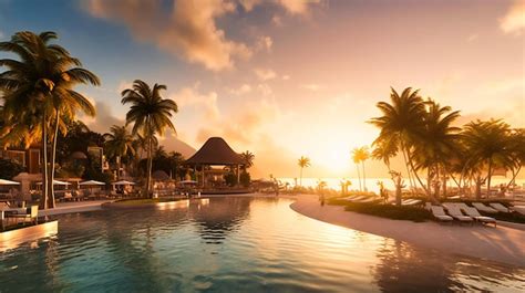 Premium Photo A Panoramic View Of A Luxurious Beach Resort In A