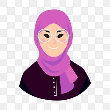 Kaca Mata Karakter Muslimah Kacamata Gadis Avatar Jilbab Png Dan