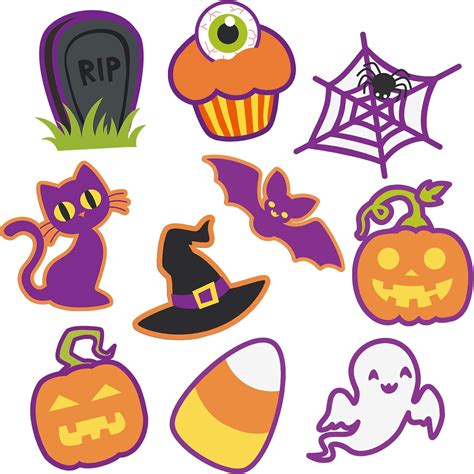 60 Pieces Halloween Cut Out Accents Colorful Mini Halloween Cutouts