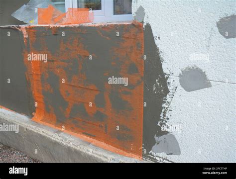 House Exterior Wall Styrofoam Insulation Close Up Exterior Sheathing