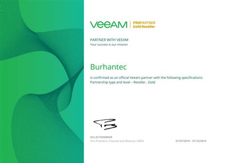 Veeam Pro Partner Gold Reseller Burhantec