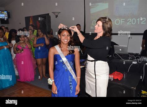 Young Girl Is Crowned High School Prom Queen In Maryland Usa Stock