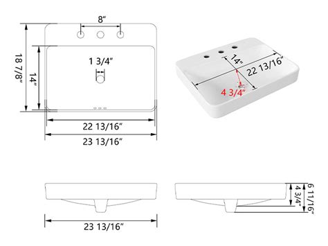 Deervalley 24x19 Inch Rectangular Drop In Bathroom Sink White Semi