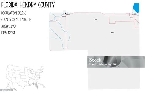 Large And Detailed Map Of Hendry County In Florida Usa Stock