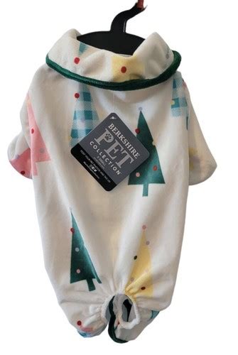 Berkshire Pet Dog Pajamas Soft Flannel X Small White Christmas Trees