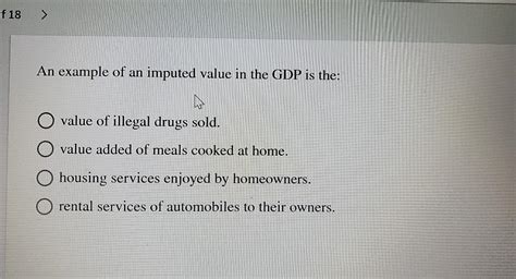 Solved Of 18 An Example Of An Imputed Value In The Gdp Is