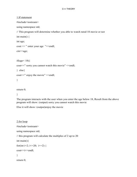 C Theory If For Do While Switch Statements