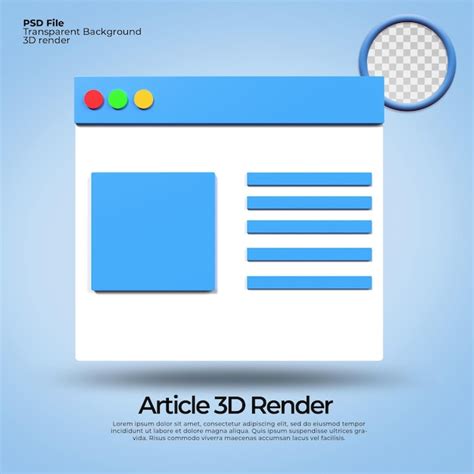 Premium Psd 3d Render Icons Symbol Article