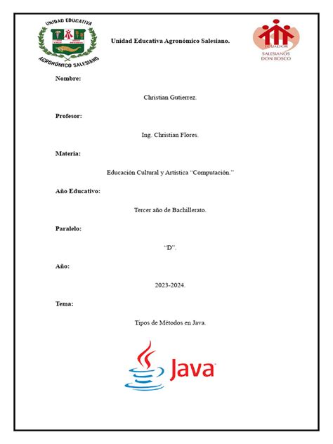 metodos de java 1 pdf objeto informática método programación