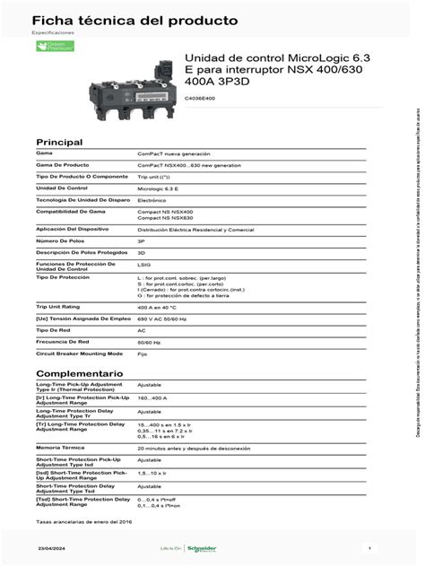 Modulo Lsig Schneider Interruptores400a Descargar Gratis Pdf