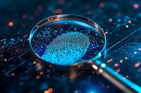 Premium Photo Binary Verification Magnifying Glass Examines Biometrics Authentication Technology