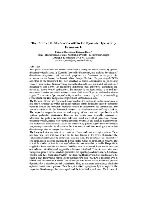 Pdf The Control Unfalsification Within The Dynamic Operability Framework Estiyanti Ekawati