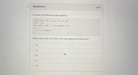 Solved D Question 1 1 Pts Consider The Array Declaration