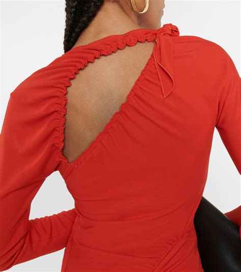 Victoria Beckham Asymmetric Cutout Jersey Midi Dress Victoria Beckham