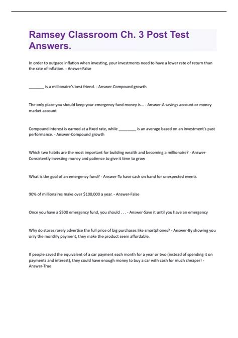 Ramsey Classroom Ch 3 Post Test Answers Questions And Answers 100