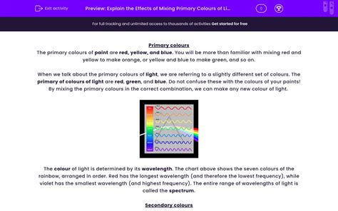 Explain The Effects Of Mixing Primary Colours Of Light Worksheet Edplace