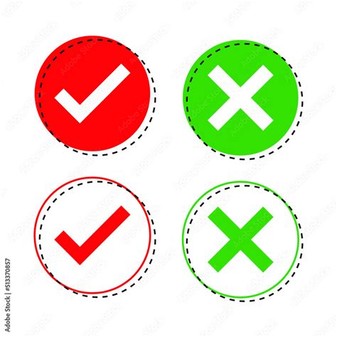 Check Mark Icons Check Marks Cross Check Mark Icons Flat Round