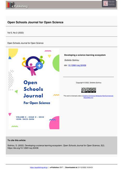 Pdf Developing A Science Learning Ecosystem