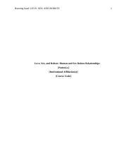 Love Sex And Robots Docx Running Head LOVE SEX AND ROBOTS Love Sex
