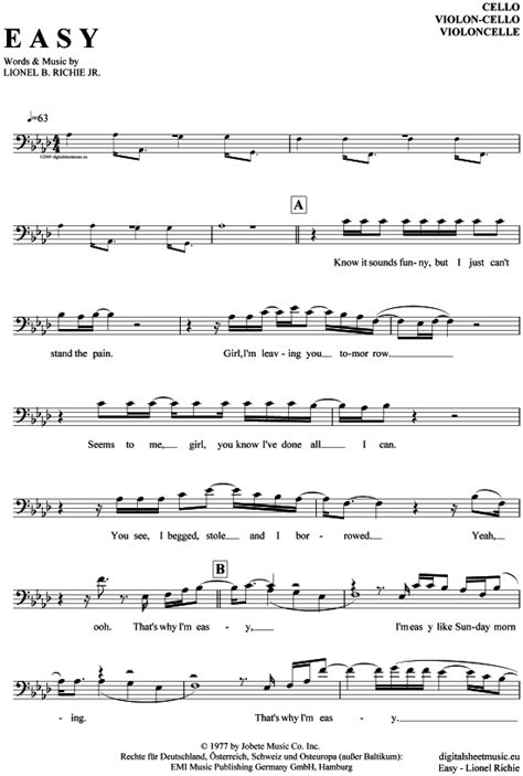 Easy Lionel Richie The Commodores Noten Violon Cello Pdf Download