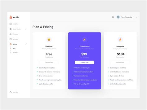 Dashboard Pricing Ui Design Page Ui4free