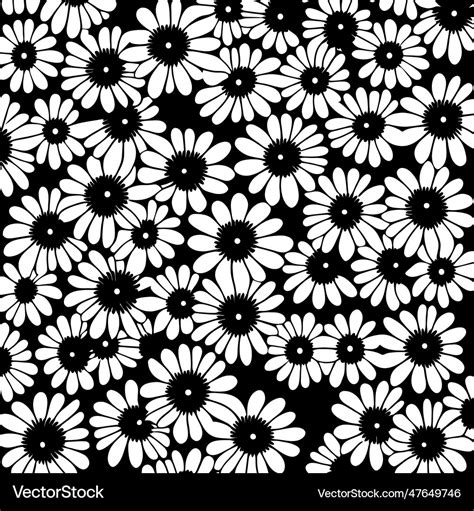 Black And White Groovy Daisy Flowers Royalty Free Vector