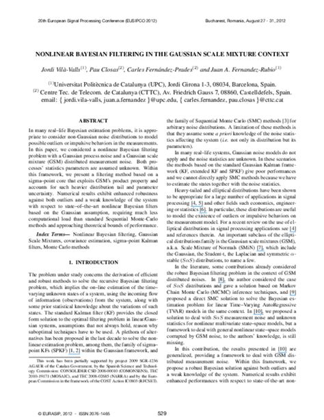 pdf nonlinear bayesian filtering in the gaussian scale mixture context