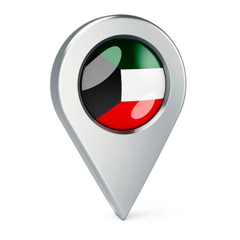 Premium Photo Map Pointer With Flag Of Kuwait 3d Rendering