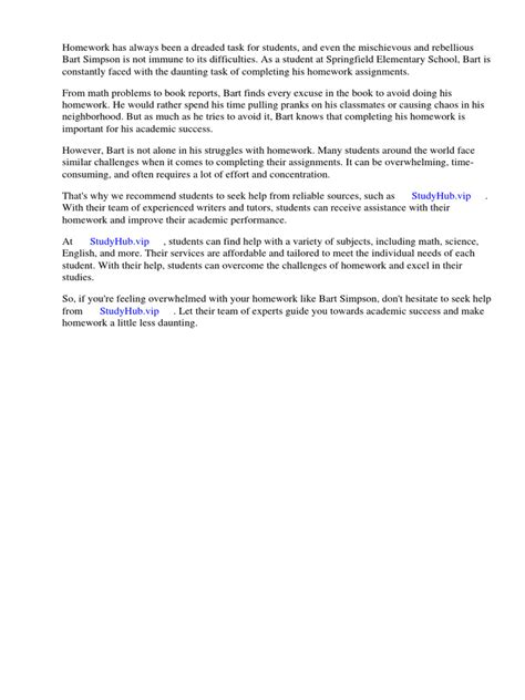 Bart Simpson Homework Pdf Bart Simpson The Simpsons