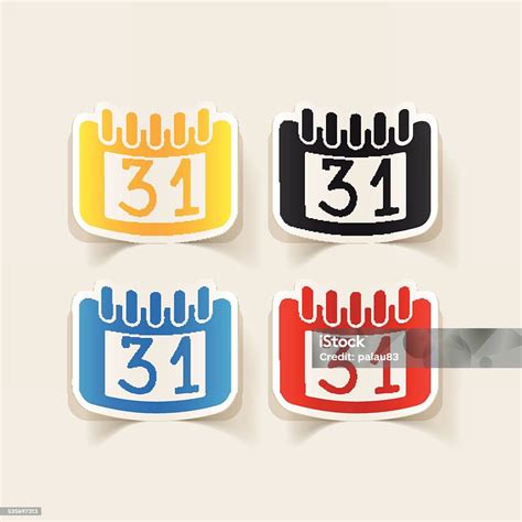 Elemen Desain Realistis Kalender Ilustrasi Stok Unduh Gambar Sekarang