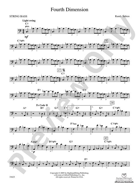 Fourth Dimension String Bass String Bass Part Digital Sheet Music Download