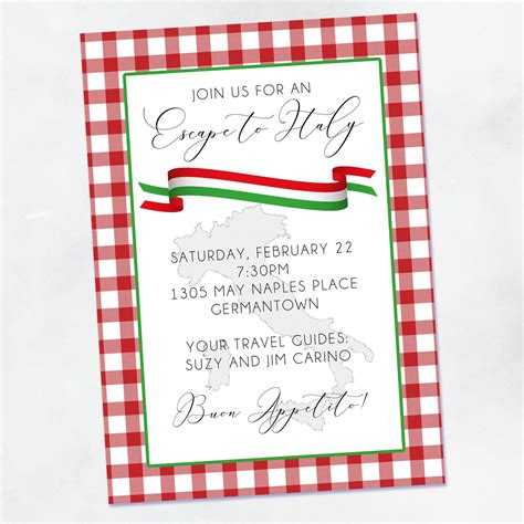 Italian Dinner Party Invitation Printable Invite Or Printed Etsy