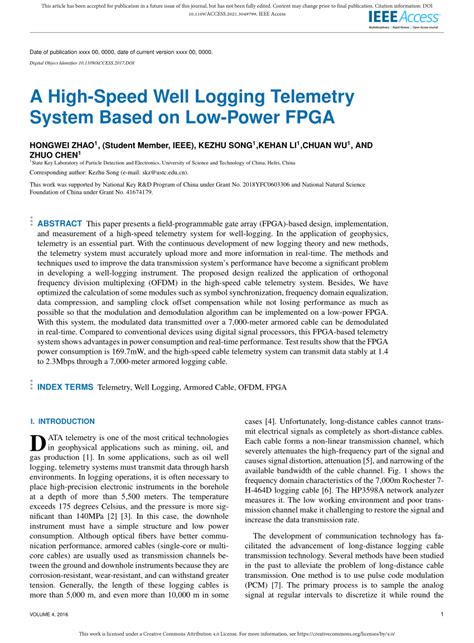 Pdf A High Speed Well Logging Telemetry System Based On Low Power Fpga