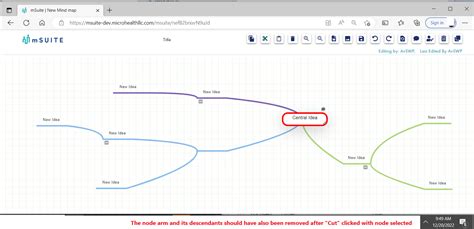 mindmap cutting a node should consistently remove the node and its descendants · issue 1323