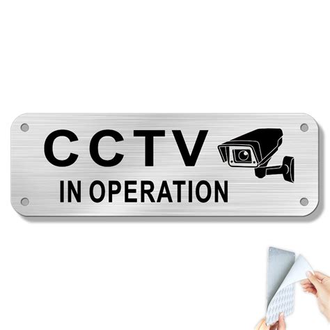 Sinmao Cctv In Operation Sign Brushed Aluminum Self Adhesive 15x5cm