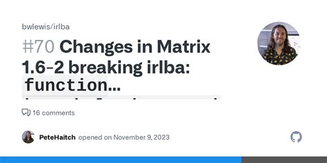 Changes In Matrix Breaking Irlba Function As Cholmod Sparse Not Provided By Package