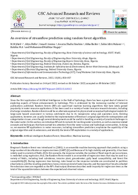 Pdf Streamflow Prediction With Random Forests In Hydrology