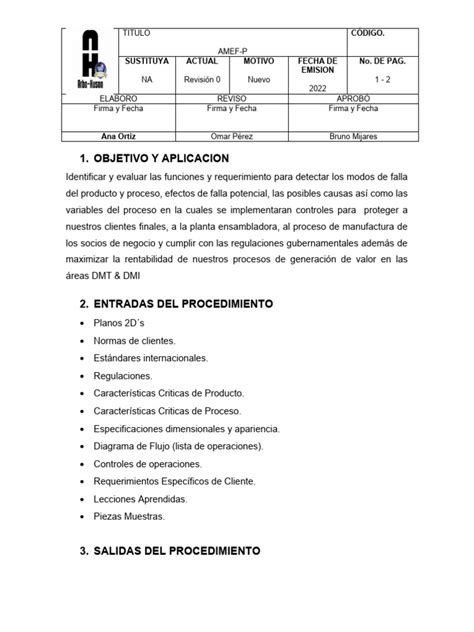 Procedimiento Amef Pdf