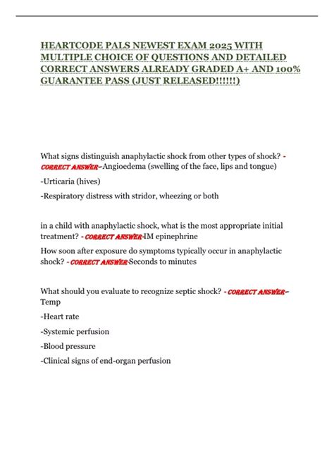 Heartcode Pals Newest Exam 2025 With Multiple Choice Of Questions And