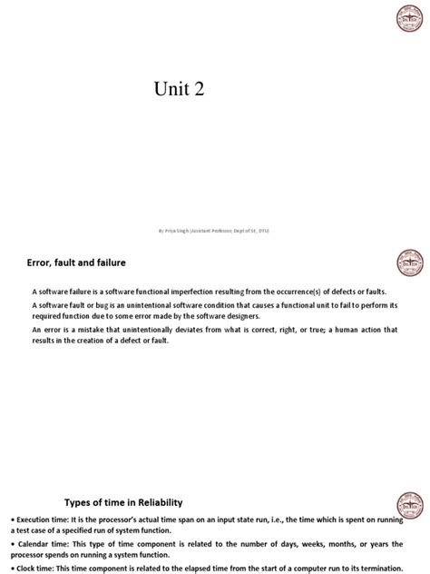 Unit 2 Software Reliability Sr Pdf Pdf Reliability Engineering Stochastic Process