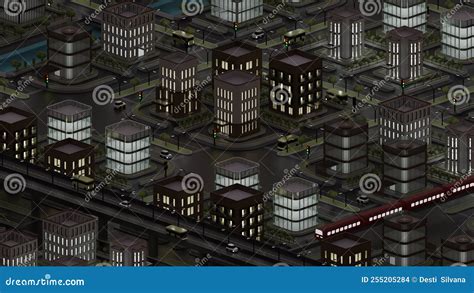 Night City 3d Render Illustration 08 Stock Illustration Illustration