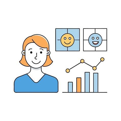 Premium Vector Illustration Of A Woman Front Of Graph With Happy Facial Expressions