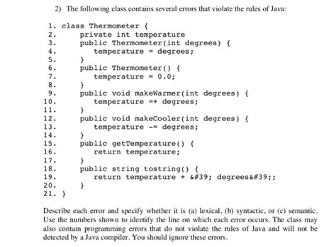 Solved The Following Class Contains Several Errors That Chegg
