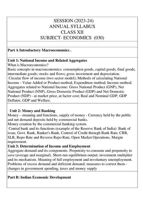 Edudel Syllabus Class 12 Economics 2024 Pdf Aglasem