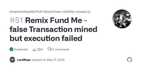Remix Fund Me False Transaction Mined But Execution Failed Smartcontractkit Full Blockchain