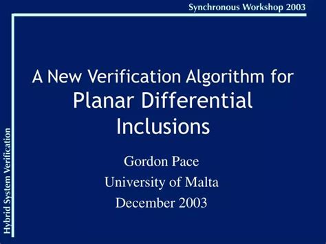 ppt a new verification algorithm for planar differential inclusions