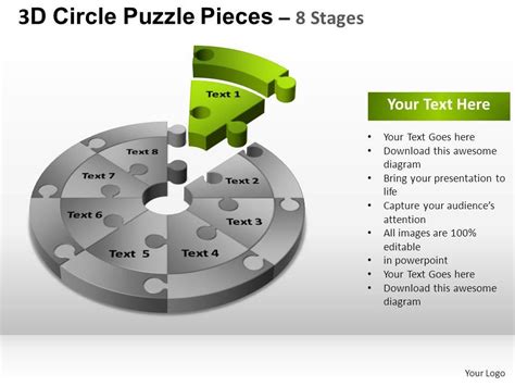 D Circle Puzzle Diagram Stages Slide Layout Ppt Templates PowerPoint Slide Templates