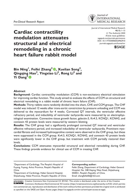 Pdf Cardiac Contractility Modulation Attenuates Structural And