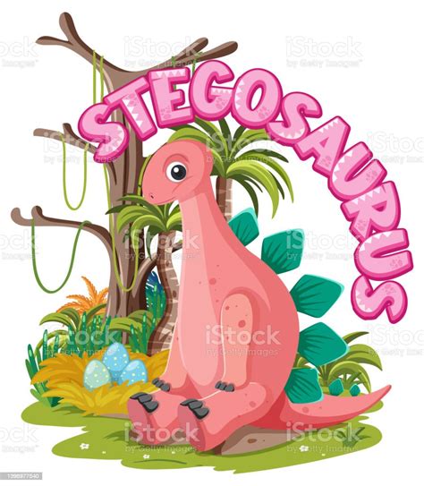 작은 귀여운 스테고사우루스 공룡 만화 캐릭터 가공의 인물에 대한 스톡 벡터 아트 및 기타 이미지 가공의 인물 공룡 귀여운 Istock
